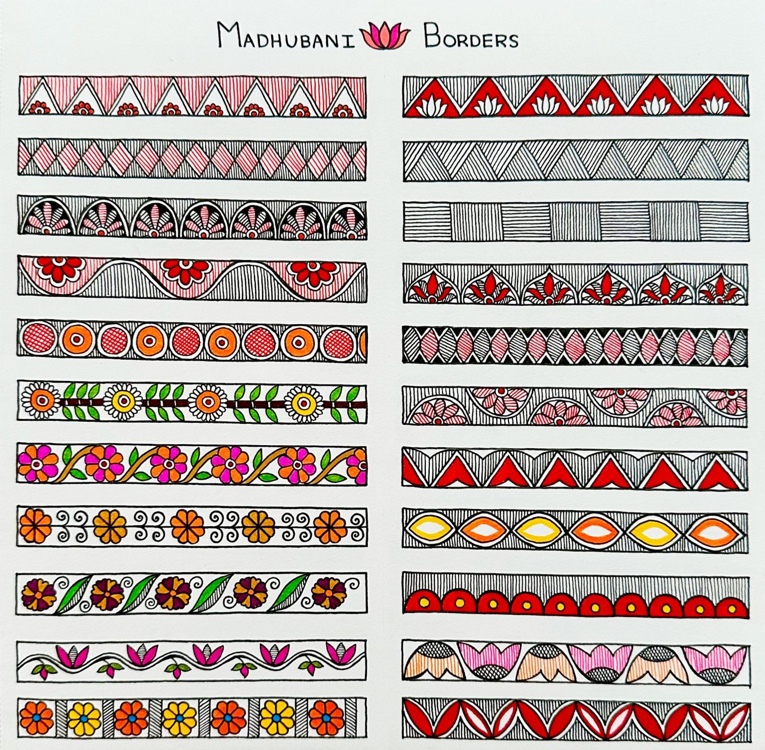 Border Styles - Madhubani Art - Arpita Nath